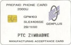 Phonecard: Ptc Zimbabwe Gemplus 2000U 29/11/00 (Test, Proof, Sample ...