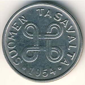 Coin: 1 Markka (Finland(1953~1962- Republic (2nd issue)) Col:FI-000042 ...
