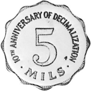 Coin: 5 Mils (10th Anniversary of Decimalization) (Malta) (1982 - 10th ...