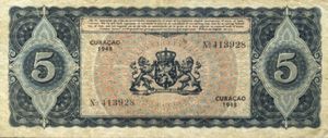 Banknote: 5 Gulden (Curaçao(1948 Issue) Wor:P-29