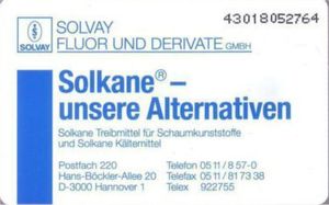 Phonecard: Solvay - Solkane (Deutsche Telekom, Germany, Federal ...