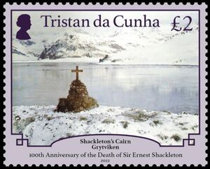 Stamp: Shackleton's Cairn, Grytviken, South Georgia (Tristan da Cunha(Ernest Shackleton ...