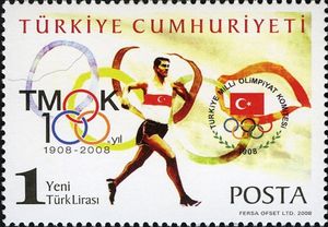 Stamp: Olympic Flag, Walker (Türkiye (Turkey)(National Olympic Commitee ...