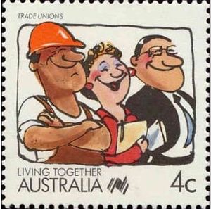 Stamp: Trade Unions (Australia(Living together) Mi:AU 1080,Sn:AU 1056 ...