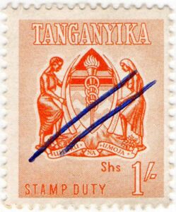 Stamp: Coat of Arms of Tanganyika (Tanganyika: Revenue Stamps(Stamp ...
