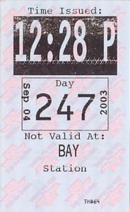 Transport Ticket: Issued at Bay Station (TTC - Toronto Transit ...