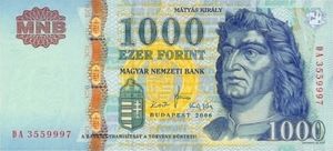 紙幣: 1,000 Forint (ハンガリー(2005-2008 "Holographical Foil" Issue) Wor:P-195d 💴