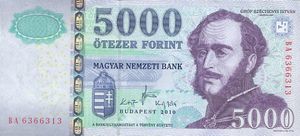Banknote: 5,000 Forint (Hungary) (2007-2015 "Omron Rings" Issue) Wor:P-199b
