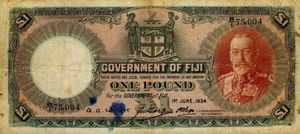 Banknote: 1 Pound (Fiji) (1934-1935 Issue) Wor:P-33b