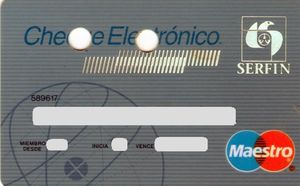 Tarjeta de Banco: Cheque Electronico (Banca Serfin, MéxicoCol:MX-MS-0003