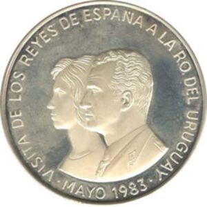 Moneda: 2,000 Nuevos Pesos (Visit of King and Queen of Spain) (Uruguay ...