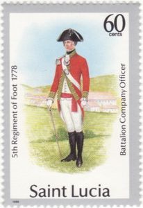 Stamp: Battalion Company Officer 5th Regiment of Foot, 1778 (Saint ...