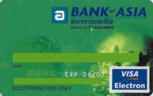 Bank Card: Bank of Asia -7 (Bank of Asia, ThailandCol:TH-VI-0095-1