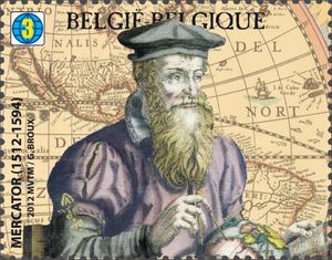 Stamp: Cartography: Mercator (1512 - 1594) (Belgium) (Cartography) Mi ...