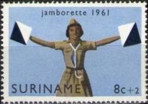 Stamp: Girl scout Signaling (Suriname(Caribbean Girl Scout Jamborette ...