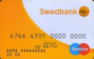 Bankkort: Swedbank Debit Card (Swedbank, UkrainaCol:UA-MS-0085