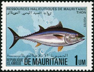 Stamp: Tuna (Thunnus sp.) (Mauritania) (Fishery) Mi:MR 811,Sn:MR 558,Yt ...