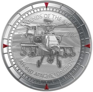 Coin: 2 Dollars (Legends of the Air: AH-64D Apache Longbow) (Niue ...