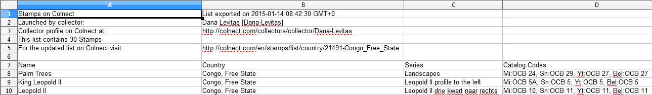 Export List : Collectors Help and Support