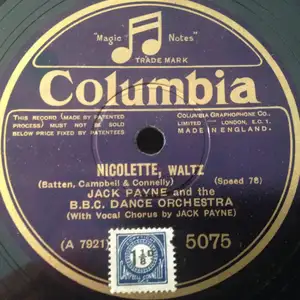 Music Record: Jack Payne And The BBC Dance Orchestra: Nicolette / Tokio