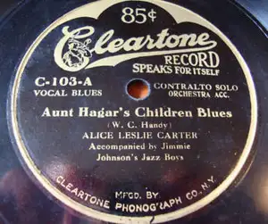 Music Record: Alice Leslie Carter: Aunt Hagar's Children Blues / Down ...