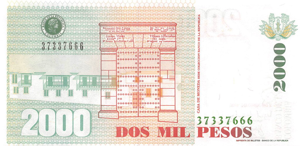 Colombia: 2,000 Pesos, 2003 : US$ 3.34 from Collectorshop-nu ...