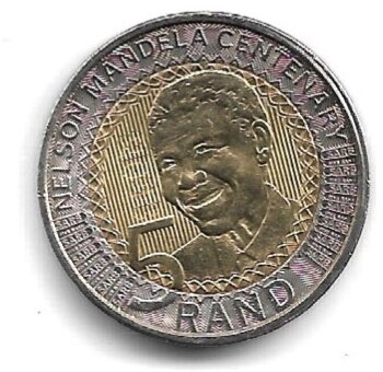 South Africa: 5 Rand (Nelson Mandela Centenary), 2018 : US$ 8.16 from ...