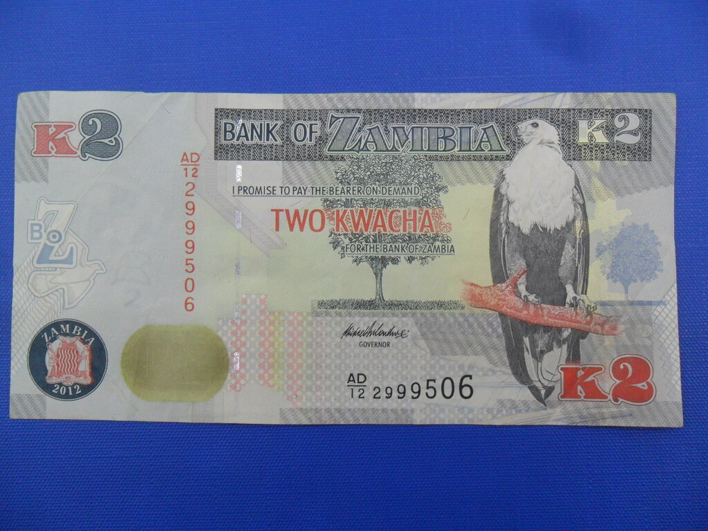 Zambia: 2 Kwacha, 2012 : US$ 0.79 from ivanmiljko : Banknotes for sale ...