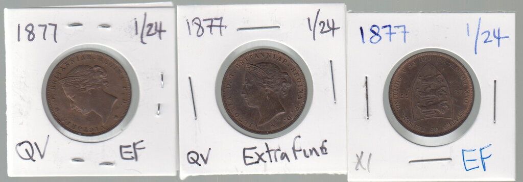 Jersey: 1/24 Shillings ("1/2 Penny"), 1877 H : US$ 6.10 from jerseycoin ...