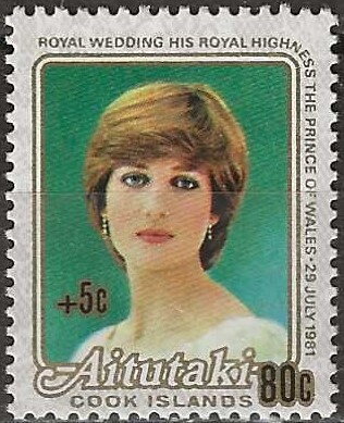 Aitutaki: Lady Diana Spencer, surcharged +5c, 1981 : US$ 0.15 from ...