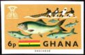 Stamp: Bonga Shad (Ethmalosa fimbriata), Fisherman and Flag (Ghana ...