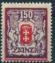 Stamp: The coat of arms of Danzig with lions (Free City of Danzig ...